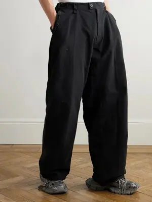 Balenciaga Wide-leg Distressed Cotton Cargo Trousers