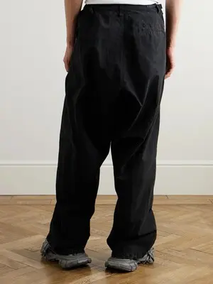 Balenciaga Wide-leg Distressed Cotton Cargo Trousers
