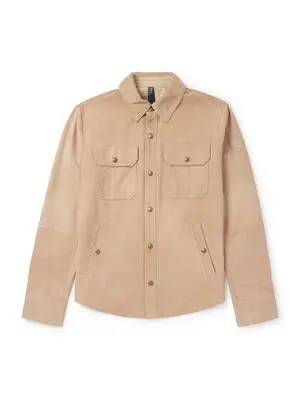 Polo Ralph Lauren Reversible Logo-appliquéd Suede And Shell Overshirt - Neutrals