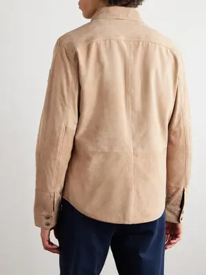 Polo Ralph Lauren Reversible Logo-appliquéd Suede And Shell Overshirt - Neutrals