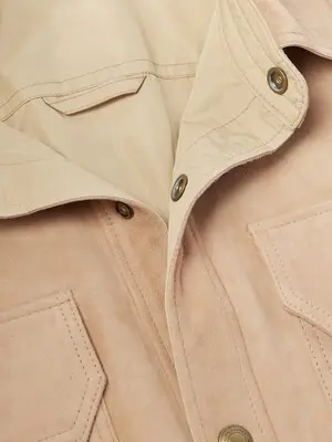 Polo Ralph Lauren Reversible Logo-appliquéd Suede And Shell Overshirt - Neutrals