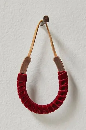 Free People Mini Wrapped Horseshoe Ornament - Velvet Burgundy