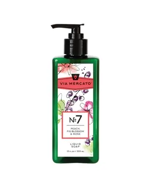EUROPEAN SOAPS Via Mercato Liquid Hand Soap No 7,peach,fig Blossom  Rose
