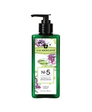 EUROPEAN SOAPS Via Mercato Liquid Hand Soap Waterlily  Sandalwood