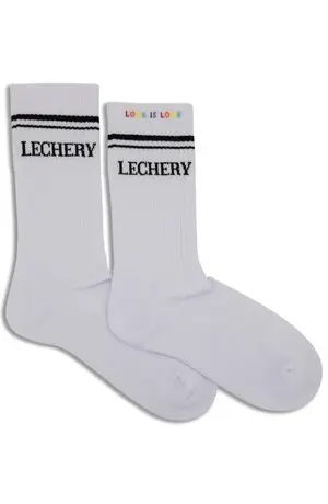 LECHERY® Love Is Love Varsity Striped Crew Socks