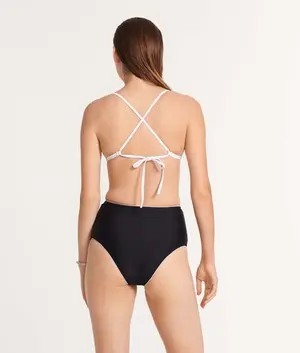 ANSEA Reversible High Waist Bikini Bottom - Black/white