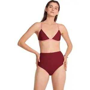 ANSEA Reversible High Waist Bikini Bottom - Pink/maroon