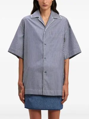 Palm Angels Logo-print Striped Shirt - Blue