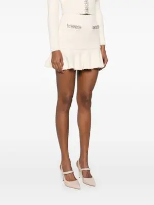SELF-PORTRAIT Crystal-embellished Mini Skirt - Neutrals