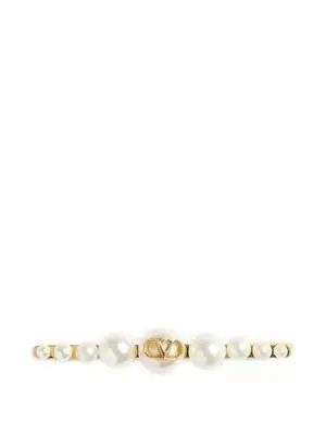 Valentino Garavani Vlogo Signature Tie Clip In Metal And Pearls - Gold