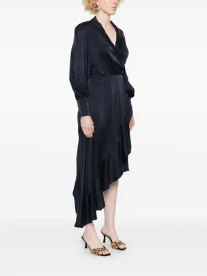 Zimmermann Wrap Silk Midi Dress - Blue