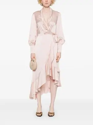 Zimmermann Wrap Silk Midi Dress - Pink
