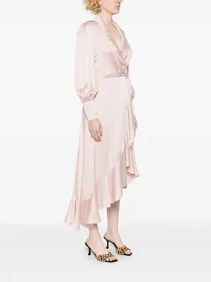 Zimmermann Wrap Silk Midi Dress - Pink