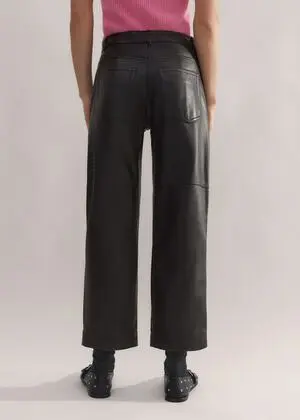 ME+EM Engineered-leg Leather Trouser - Black Brown