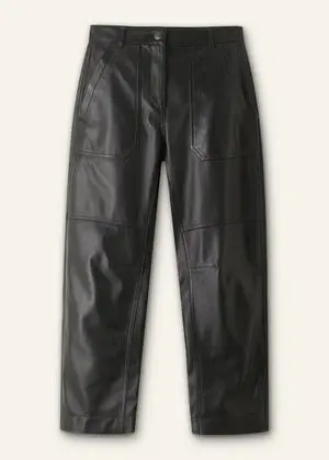 ME+EM Engineered-leg Leather Trouser - Black Brown