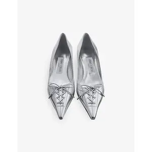 JIMMY CHOO Scarlett 50 Vintage Metallic-leather Courts - Silver