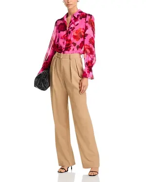 MILLY Lace Floral Print Blouse