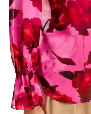 MILLY Lace Floral Print Blouse