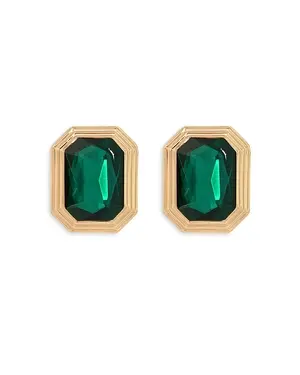 Ettika Stone Stud Earrings - Gold/green