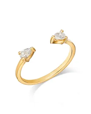 MOON & MEADOW 14k Yellow Gold Lab Grown Pear Cut Cuff Ring - White/gold