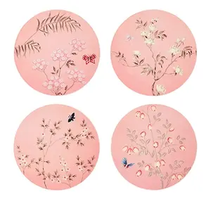 ADDISON ROSS Chinoiserie Lacquered Coasters, Set Of 4 - Pink