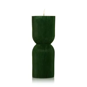 ELUWA STUDIO Joso Short Ridged Candle, 11 Oz - Dark Green