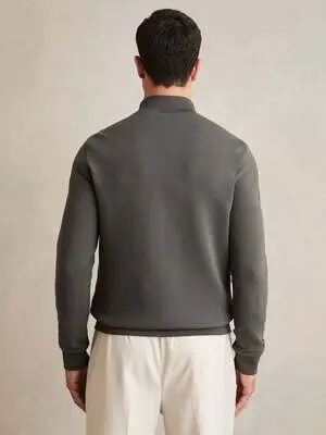 REISS Hybrid Quilt And Interlock Zip Jacket - Sage
