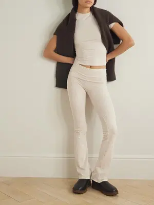 SKIMS Stretch-cotton Jersey Foldover Pants - Neutrals