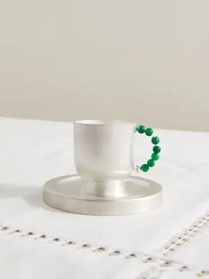 NATALIA CRIADO Perlina -plated Brass And Quartz Teacup And Saucer Set - Silver