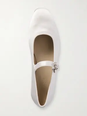 Le Monde Beryl Satin Mary Jane Ballet Flats - Neutrals