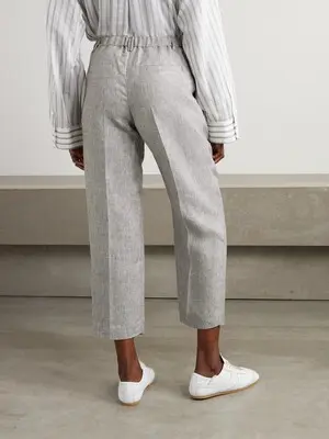 Brunello Cucinelli Cropped Hemp And Linen-blend Pants