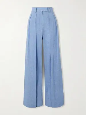 Brunello Cucinelli Pleated Linen-blend Wide-leg Pants