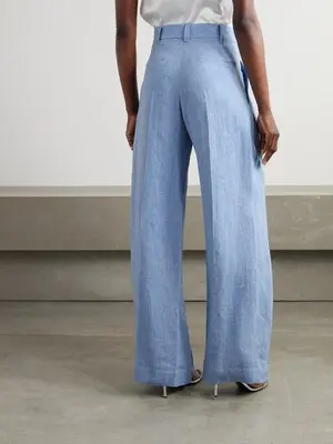 Brunello Cucinelli Pleated Linen-blend Wide-leg Pants