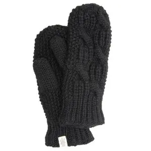 NIRVANNA DESIGNS Side Cable Knit Mittens - Black