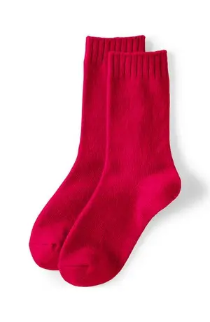LANDS' END Cashtouch Crew Socks - Heritage Red