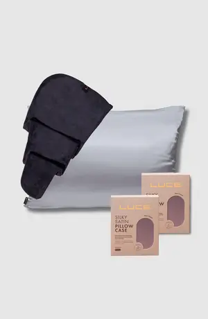 LUCE Silky Satin Pillowcases + Hair Towel Wrap - Grey