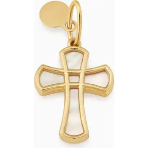 ORADINA 14k Gold Cross Pendant Charm - 14k Gold/ Mother Of Pearl
