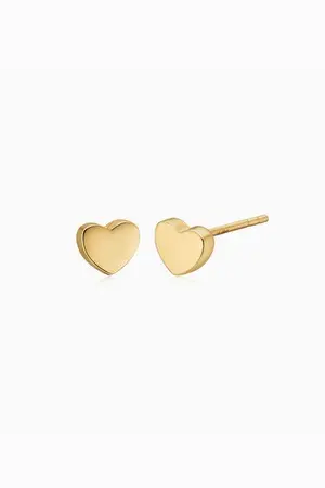 ORADINA 14k Gold Heart Stud Earrings - Yellow Gold