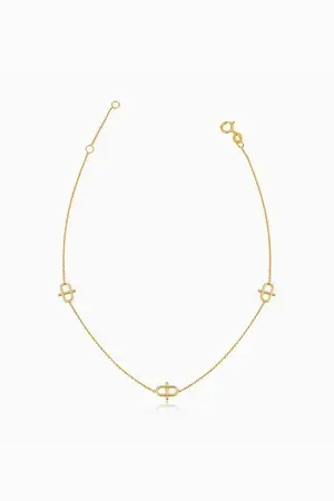ORADINA 14k Gold Harmony Station Anklet - Yellow Gold