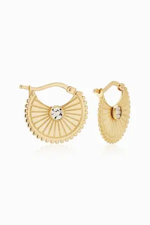 ORADINA 14k Gold Stellar Hoop Earrings - Yellow Gold
