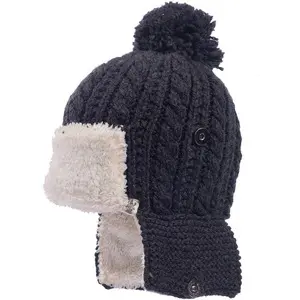 NIRVANNA DESIGNS Trapper Hat With Pom Charcoal