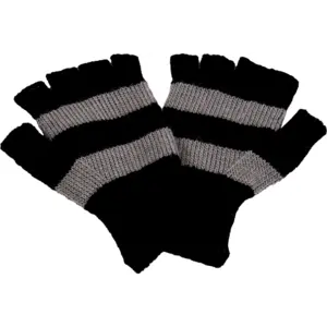 NIRVANNA DESIGNS Nirvana Designs Striped And Solid Fingerless Gloves Black/grey