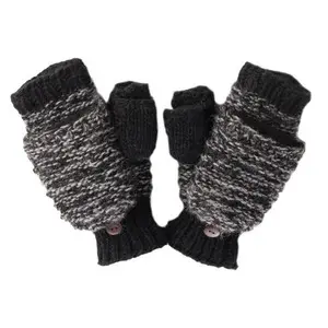 NIRVANNA DESIGNS Speckle Knit Fingerless Mittens - Black