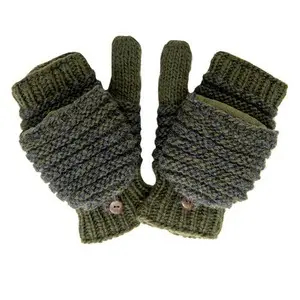 NIRVANNA DESIGNS Speckle Knit Fingerless Mittens - Olive