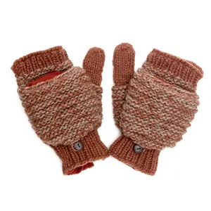 NIRVANNA DESIGNS Speckle Knit Fingerless Mittens Rust