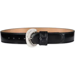 Sam Edelman Leather Belt With Buckle - Black