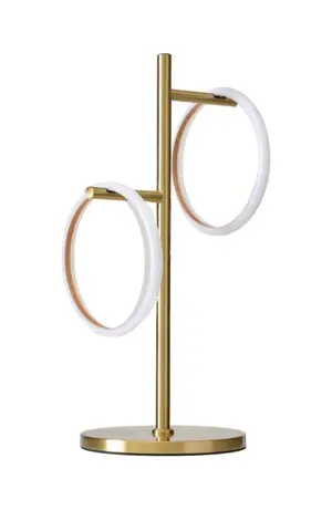 BRIGHTECH Saturn 21" Led Table Lamp With Built-in 3-way Dimmer And 2 Removable Ring Lights - Antique Brass