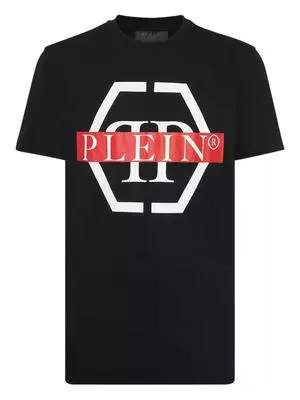 Philipp Plein Pp Tape-print Round-neck T-shirt - Black