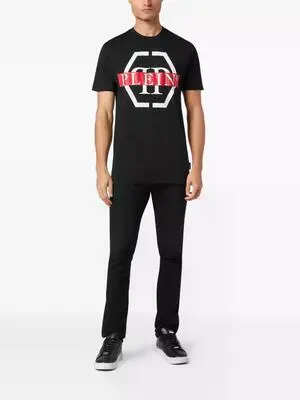 Philipp Plein Pp Tape-print Round-neck T-shirt - Black