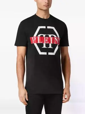 Philipp Plein Pp Tape-print Round-neck T-shirt - Black
